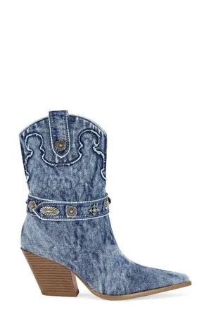 AZALEA WANG Neith Western Boots - Denim