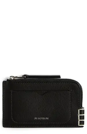 JW Anderson Loafer Leather Zip Wallet - Black