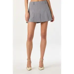 Astr The Label Pleated Stripe Miniskirt