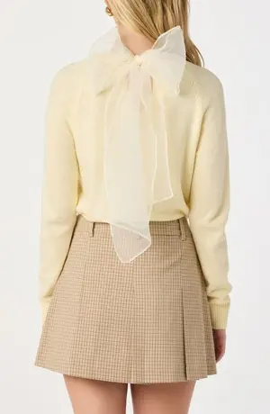 Astr The Label Organza Bow Sweater - Cream
