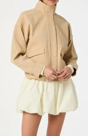 Astr The Label Funnel Neck Bomber Jacket - Tan