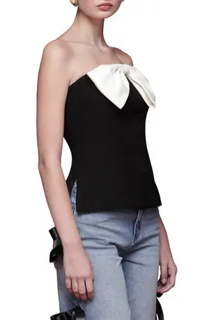 Avec Les Filles Contrast Bow Strapless Top
