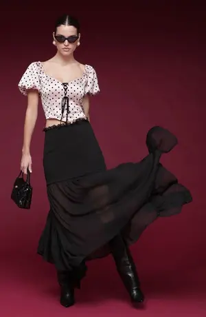 Avec Les Filles Handkerchief Hem Occasion Skirt