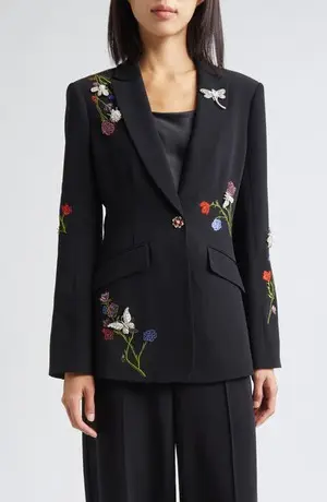 Cinq À Sept Whispering Vines Embellished Blazer