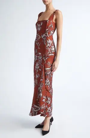Lela Rose Metallic Floral Brocade Gown