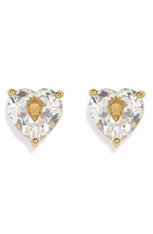 Kurt Geiger Crystal Heart Stud Earrings - Gold/crystal