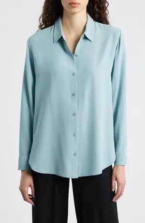 Eileen Fisher Collared Silk Button-down Shirt