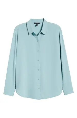 Eileen Fisher Collared Silk Button-down Shirt