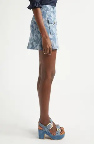 Ramy Brook Geometric Print Denim Miniskirt