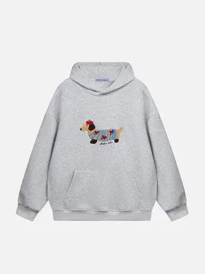 AELFRIC EDEN Cartoon Dachshund Hoodie - Grey