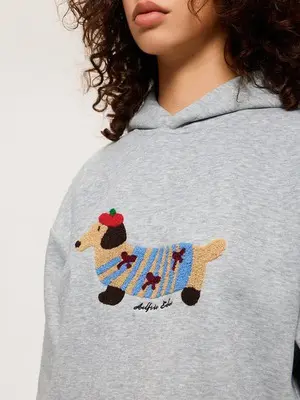 AELFRIC EDEN Cartoon Dachshund Hoodie - Grey