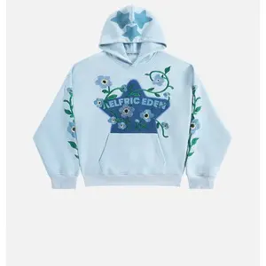 AELFRIC EDEN Beaded Floral Eden Star Pullover Hoodie - Blue