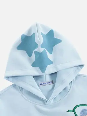 AELFRIC EDEN Beaded Floral Eden Star Pullover Hoodie - Blue