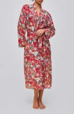 PAPINELLE Holly Floral Cotton Voile Maxi Robe - Geranium