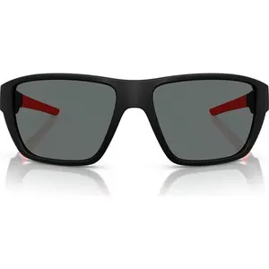 SCUDERIA FERRARI 61mm Polarized Rectangular Sunglasses - Matte Black