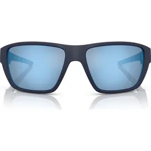 SCUDERIA FERRARI 61mm Polarized Rectangular Sunglasses - Matte Blue