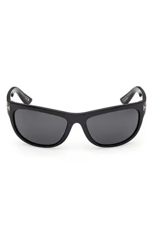 TOM FORD Anders 62mm Oversized Sunglasses - Shiny Black/smoke Lens