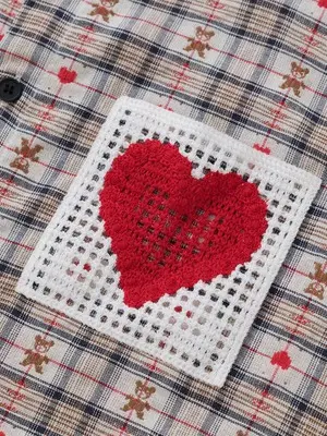 AELFRIC EDEN Plaid Shirt With Crochet Heart Pocket