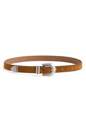 Madewell Suede Western Buckle Belt - Warm Chesnut