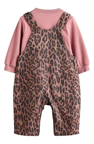 NEXT Long Sleeve Bodysuit & Leopard Print Overalls Set