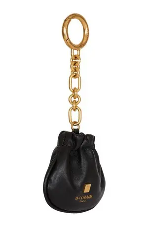 Balmain Pulse Leather Key Ring - Black