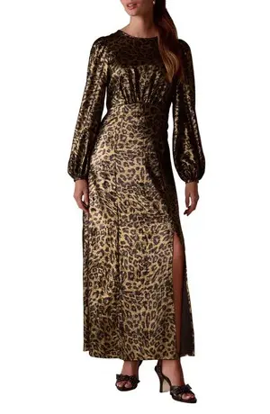 NEXT Metallic Animal Print Maxi Dress - Yellow