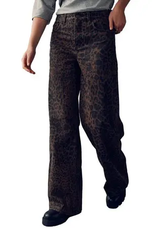 NEXT Animal Print High-waist Wide-leg Jeans