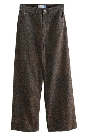 NEXT Animal Print High-waist Wide-leg Jeans