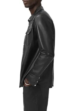 John Varvatos Sage Sheepskin Leather Shirt Jacket