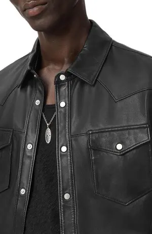John Varvatos Sage Sheepskin Leather Shirt Jacket