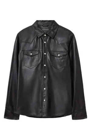 John Varvatos Sage Sheepskin Leather Shirt Jacket
