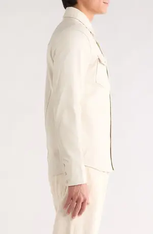 John Varvatos Sage Sheepskin Leather Shirt Jacket - Ivory