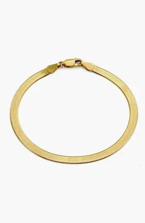 OAK & LUNA Herringbone Slim Bracelet - Gold Vermeil