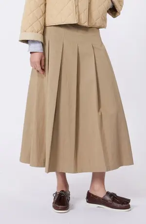 Max Mara Dorme Pleated Maxi Skirt - Hazelnut Brown
