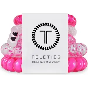 TELETIES Set Of 5 Coil Hair Ties - Flirt Alert