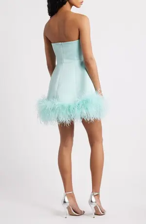 DELFI COLLECTIVE Ivy Feather-trim Strapless Mini Dress
