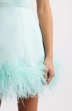 DELFI COLLECTIVE Ivy Feather-trim Strapless Mini Dress