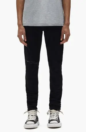 PURPLE BRAND Rip & Repair Knee Slim Jeans - Black