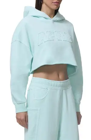 AFRM Darius Crop Cotton Hoodie - Icy Morn