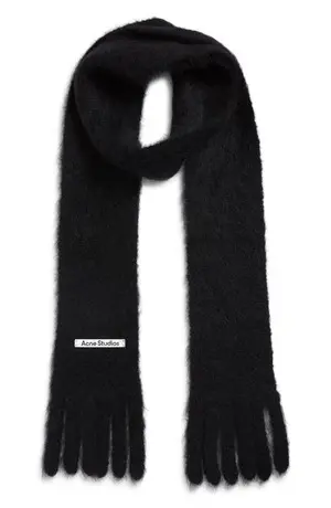 Acne Studios Winter Kinna Mohair & Wool Skinny Scarf - Black