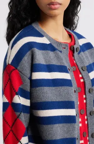 DAMSON MADDER Didi Faux Layered Merino Wool Cardigan