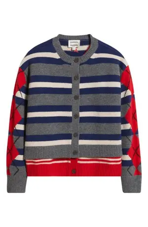 DAMSON MADDER Didi Faux Layered Merino Wool Cardigan