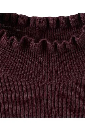 Mango Scallop Mock Neck Sweater - Wine