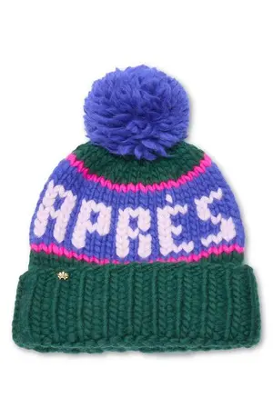 Lele Sadoughi Apres Pompom Beanie - Navy Forest Multi