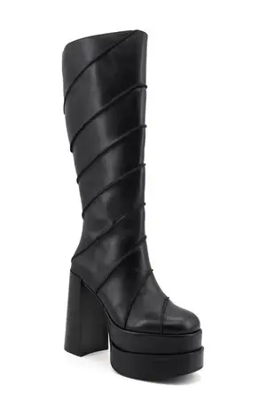 ZIGI Albania Platform Knee High Boots - Black Light