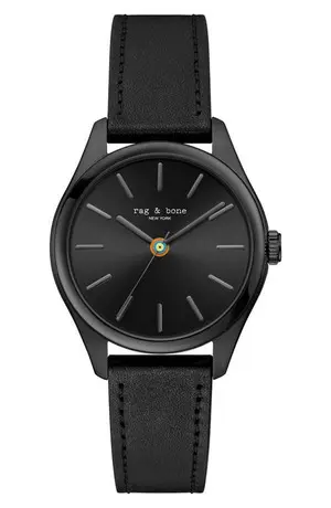 Rag & Bone Dean Leather Strap Watch - Black
