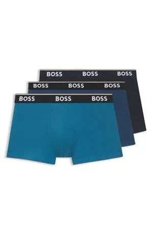 BOSS Assorted 3-pack Power Stretch Cotton Trunks - Blue Multi