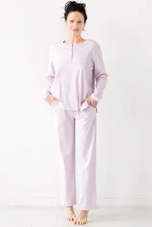 SALUA Pima Cotton Henley - Lavender