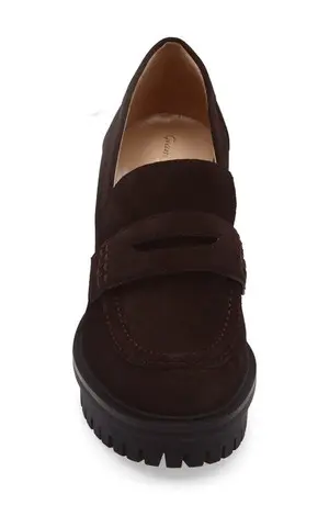 GIANVITO ROSSI Platform Loafer Pump - Moka