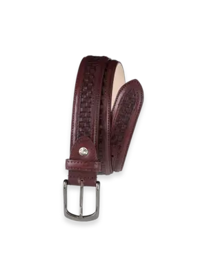 PAUL FREDRICK Everett Woven Belt - Cordovan